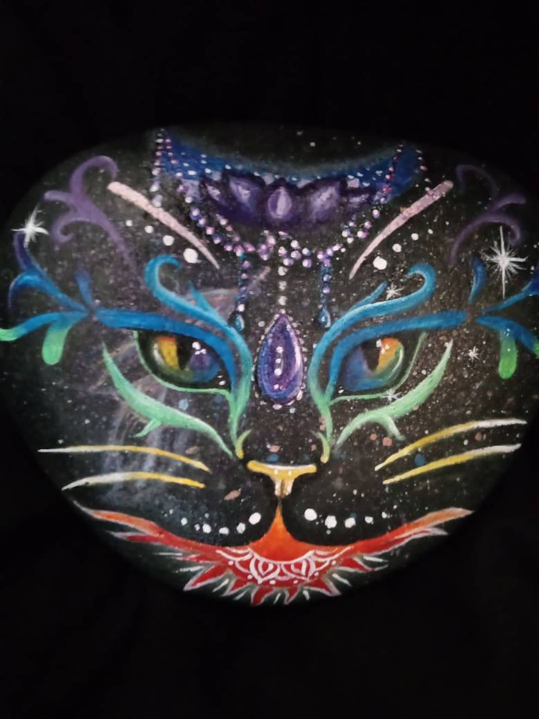 Celestial Cat Painted Rock Garden Art - Etsy