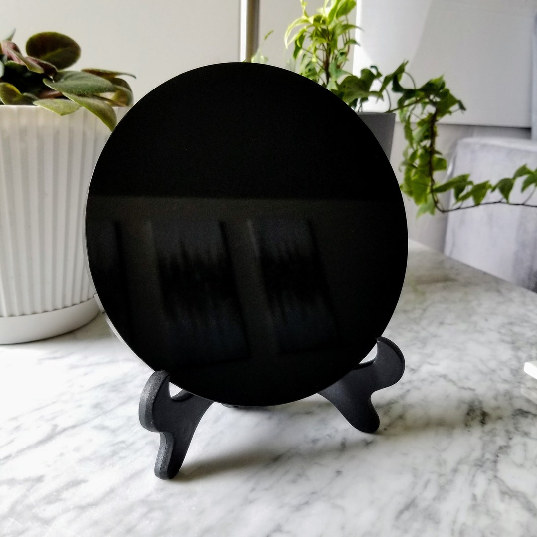 Large Scrying Black Mirror & Stand | 6 Inch Black Obsidian Crystal ...
