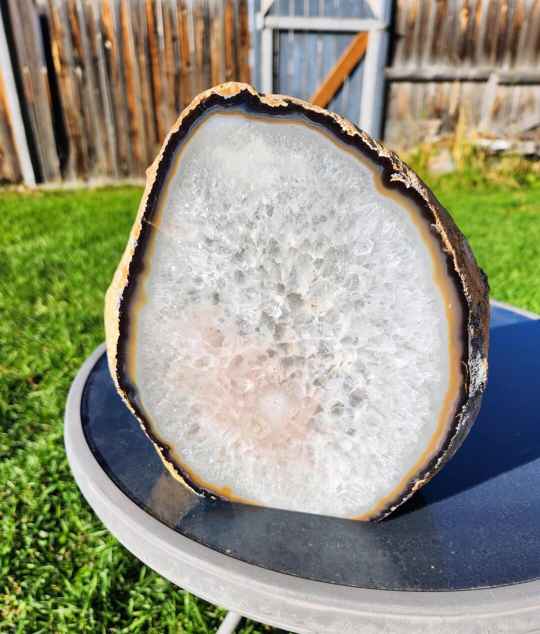 Giant Agate Crystal Boulder Statement Piece | XL Beautiful Silver Blue ...