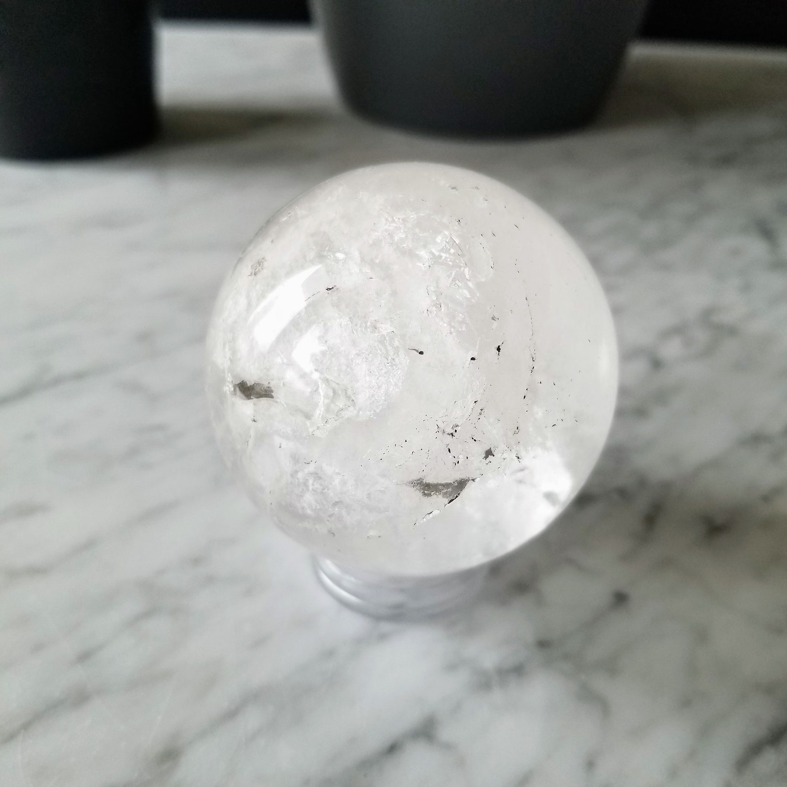 Medium Clear Quartz Crystal Ball with Inclusions Divination | Etsy