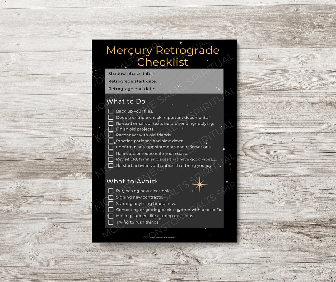 Mercury Retrograde Daily Planner | Astrology Life Checklist | Printable ...