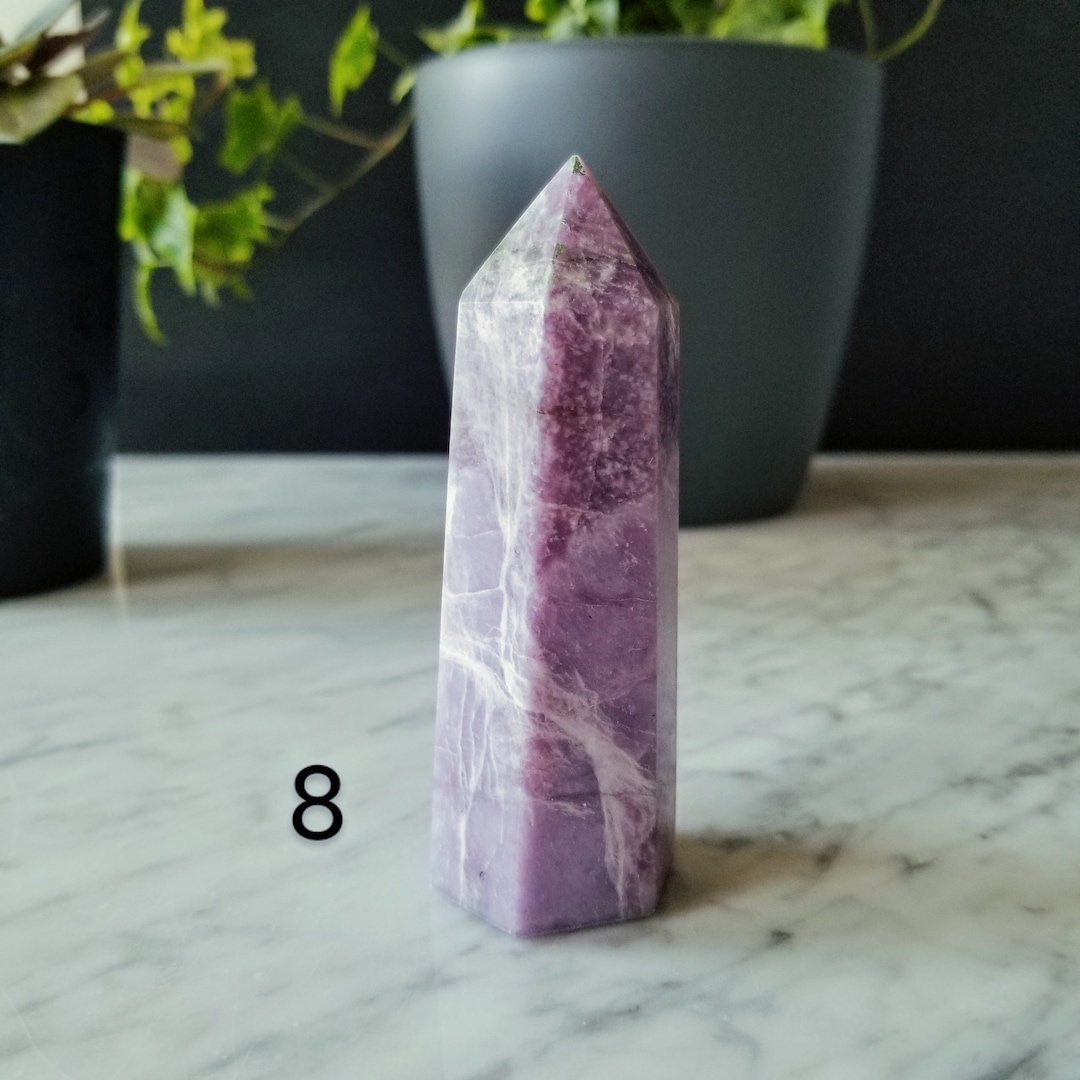 4 Inch Purple Lepidolite Crystal Point Medium Purple Gemstone Towers ...