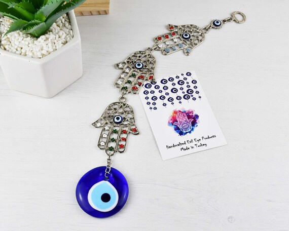 Turkish Greek Mati Eye Blue Glass Evil Eye Amulet Triple Hamsa - Etsy