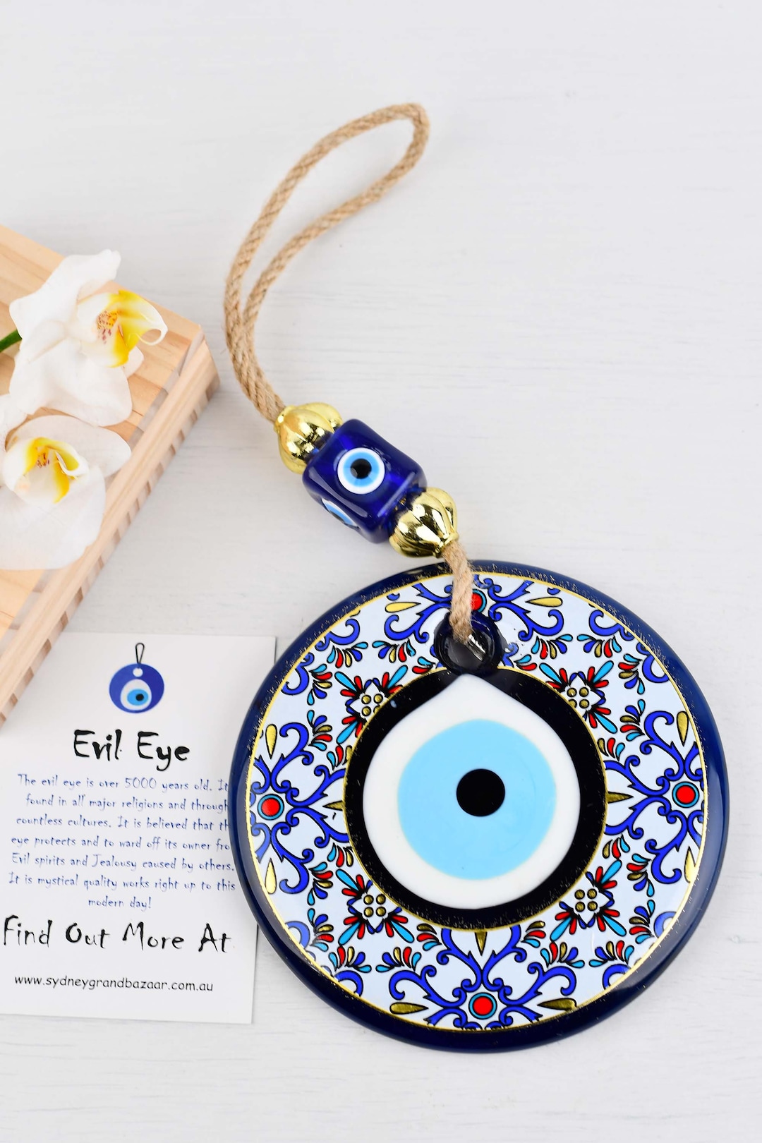 Turkish Greek Mati Eye Blue Glass Evil Eye Amulet Hamsa Hand Wall ...