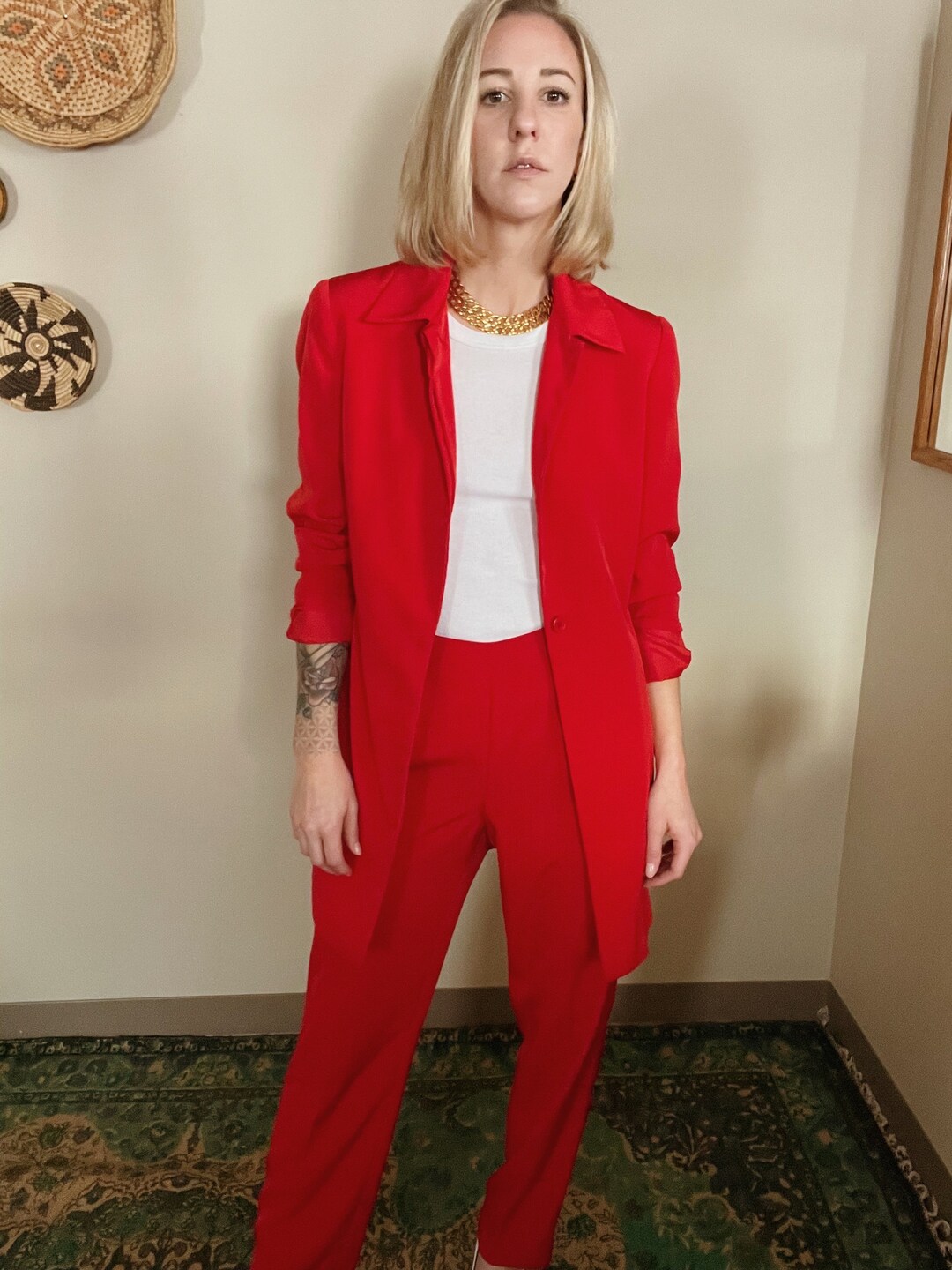 Red Pant Suit - Etsy