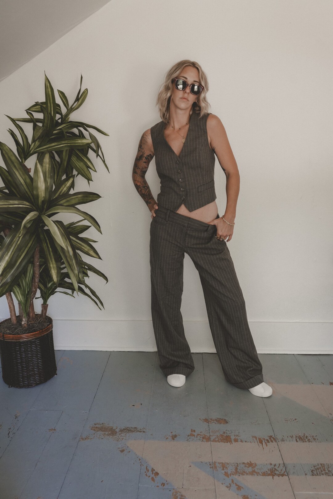 Pinstripe Pantsuit Vest and Trousers Set - Etsy