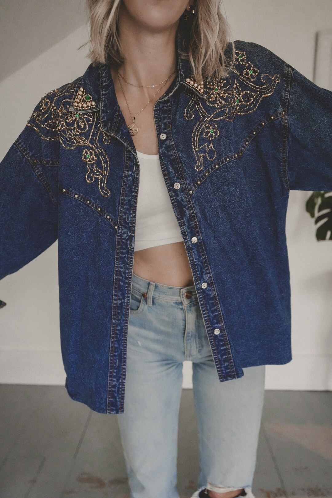 Embellished Denim Jacket - Etsy