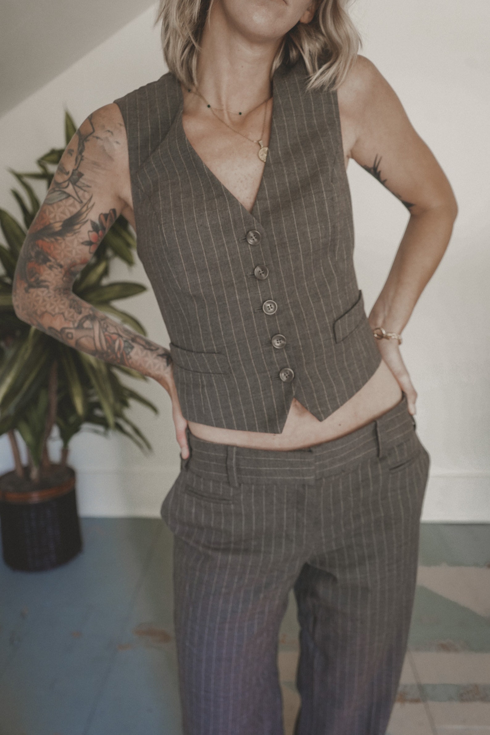Pinstripe Pantsuit Vest and Trousers Set - Etsy