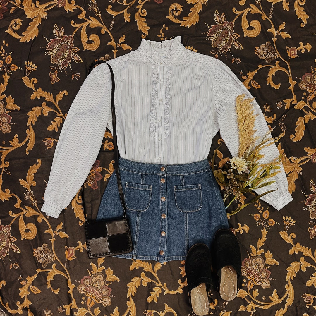 Ruffle Front Blouse - Etsy