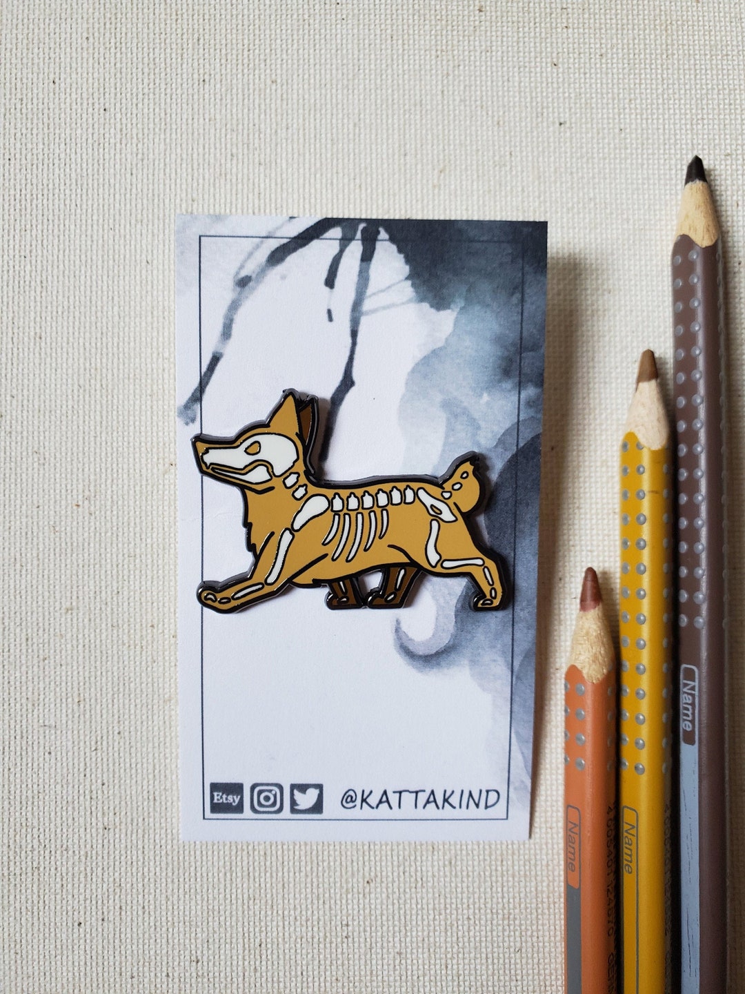 Corgi Dog Enamel Pin, Anatomy Skeleton, Creepy and Cute Quirky Witchy ...