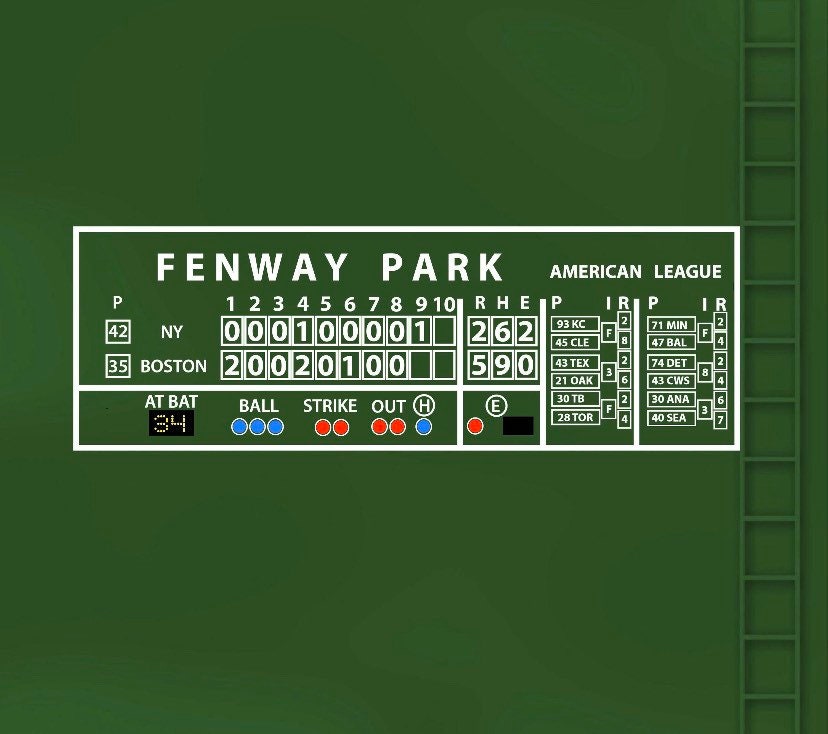 Boston Red Sox Fenway Green Monster Scoreboard Wall Decal | Etsy