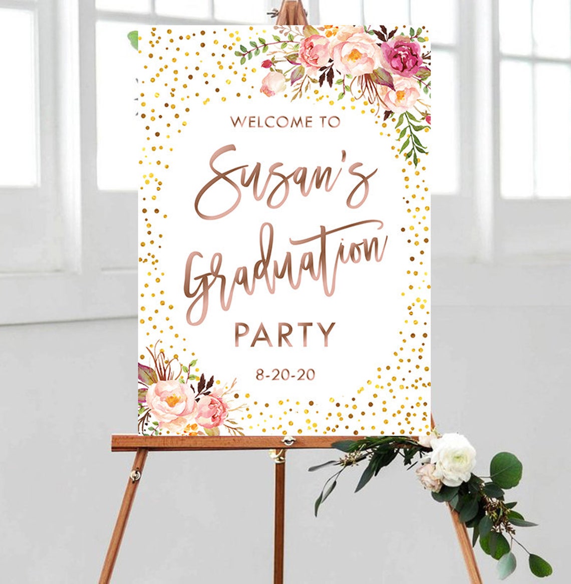 Boho Blush Rose Gold Graduation Party Signs GRADUATION PARTY | Etsy