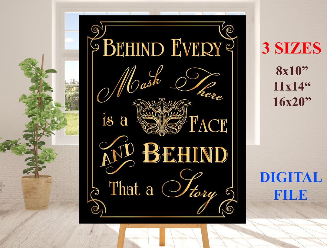 Great Gatsby Art Deco Masquerade Party Printable Signs, Black and Gold ...