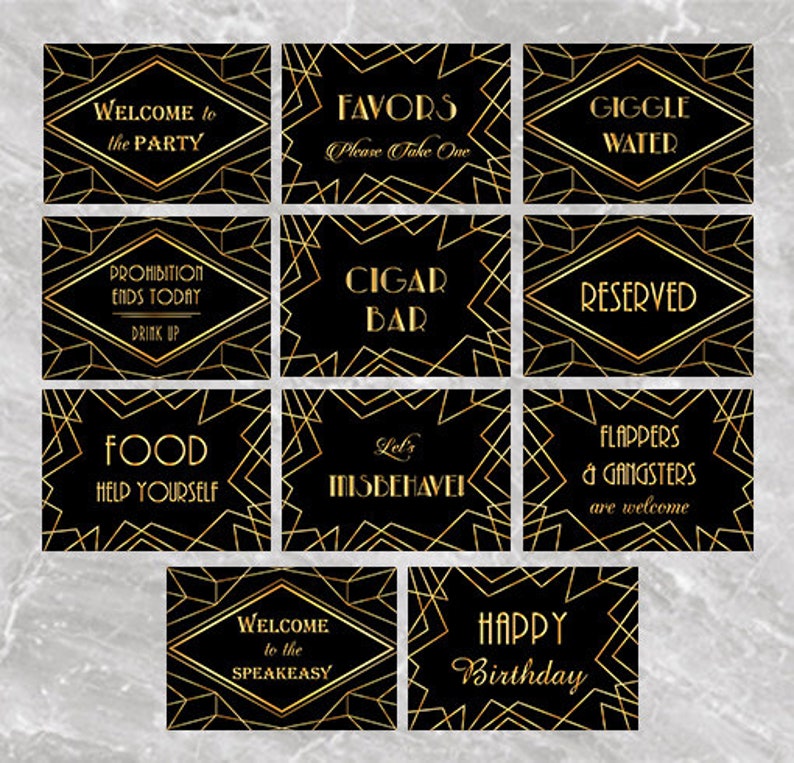 Printable Gatsby 18 Poster Pack Printable Wedding & Birthday - Etsy