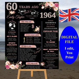 1964 UK, Poster 60th Birthday, Poster 1964 UK, Born in 1964, Remember ...