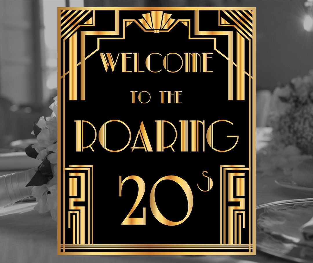 Great Gatsby Welcome Poster, Roaring Twenties, New Years Eve & Birthday ...