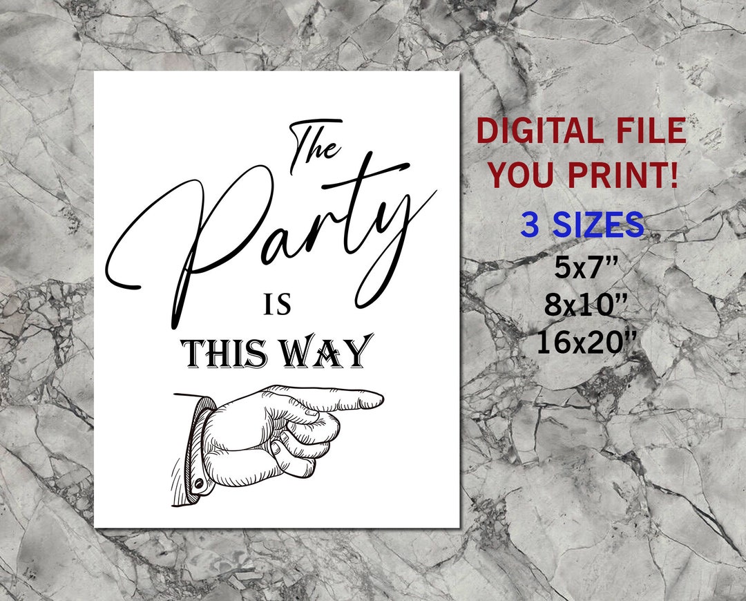Great Gatsby Art Deco Party is This Way Sign Printable, Wedding Chic ...