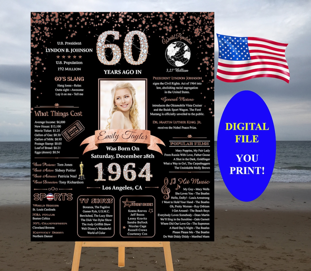 Poster 60th Birthday, 1964 Events, Poster 1964, Born in 1964, Remember ...