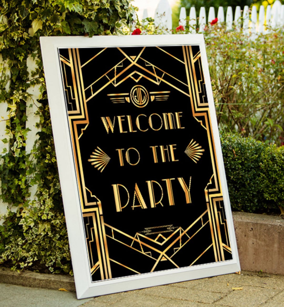 Great Gatsby Art Deco Welcome to the Party, Welcome to the Party Sign ...