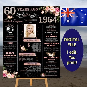 1964 AUSTRALIA With Photo, Poster 60th Birthday, Poster 1964, Born in ...