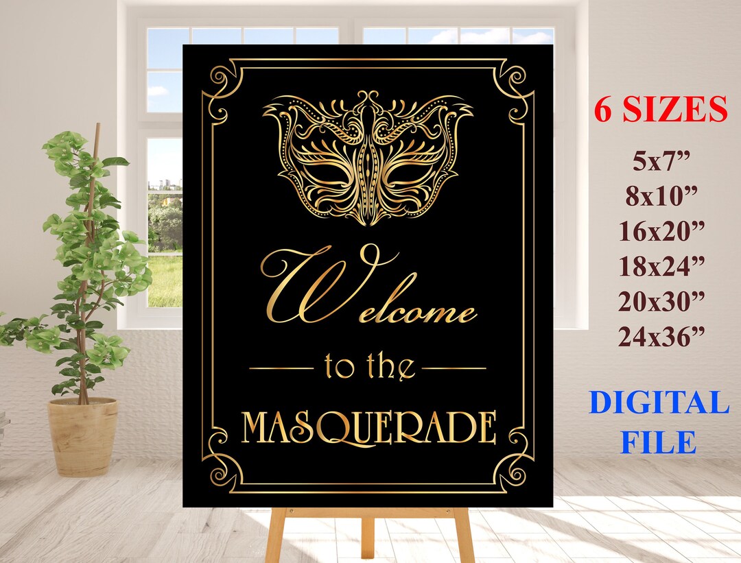 Great Gatsby Art Deco Welcome to the Masquerade, Masquerade Sign ...