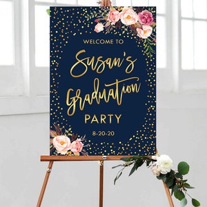 Boho Blush Rose Gold Graduation Party Signs, GRADUATION PARTY Welcome ...