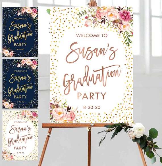 Boho Blush Rose Gold Graduation Party Signs GRADUATION PARTY - Etsy