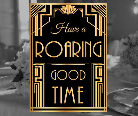 Great Gatsby Art Deco Roaring Good Time Quote Printable | Etsy