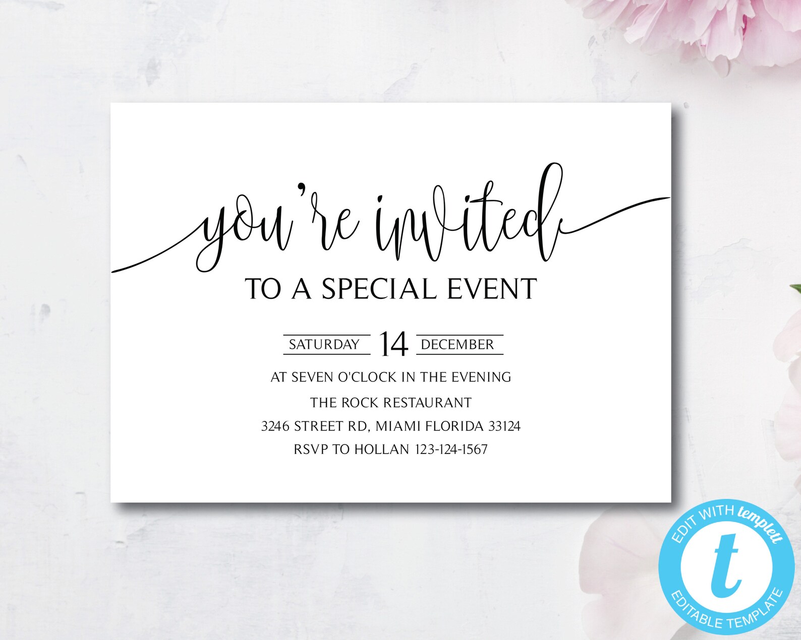 Elegant You're Invited Invitation Template, Special Event Invitation ...