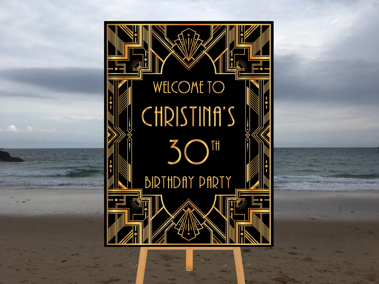 Printable Gatsby Welcome Sign Gold & Black Personalized Birthday ...