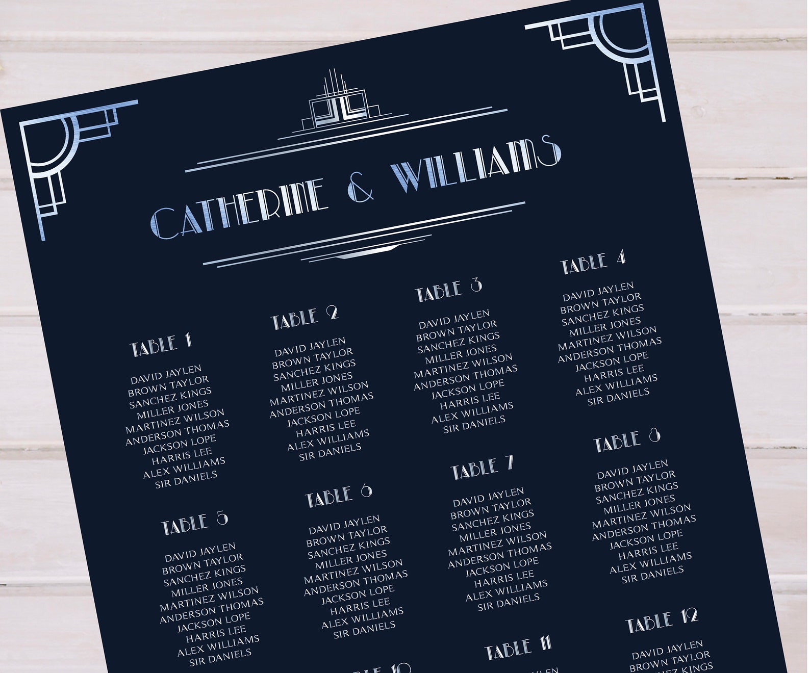 Printable Great Gatsby Art Deco Wedding Seating Chart Seating - Etsy