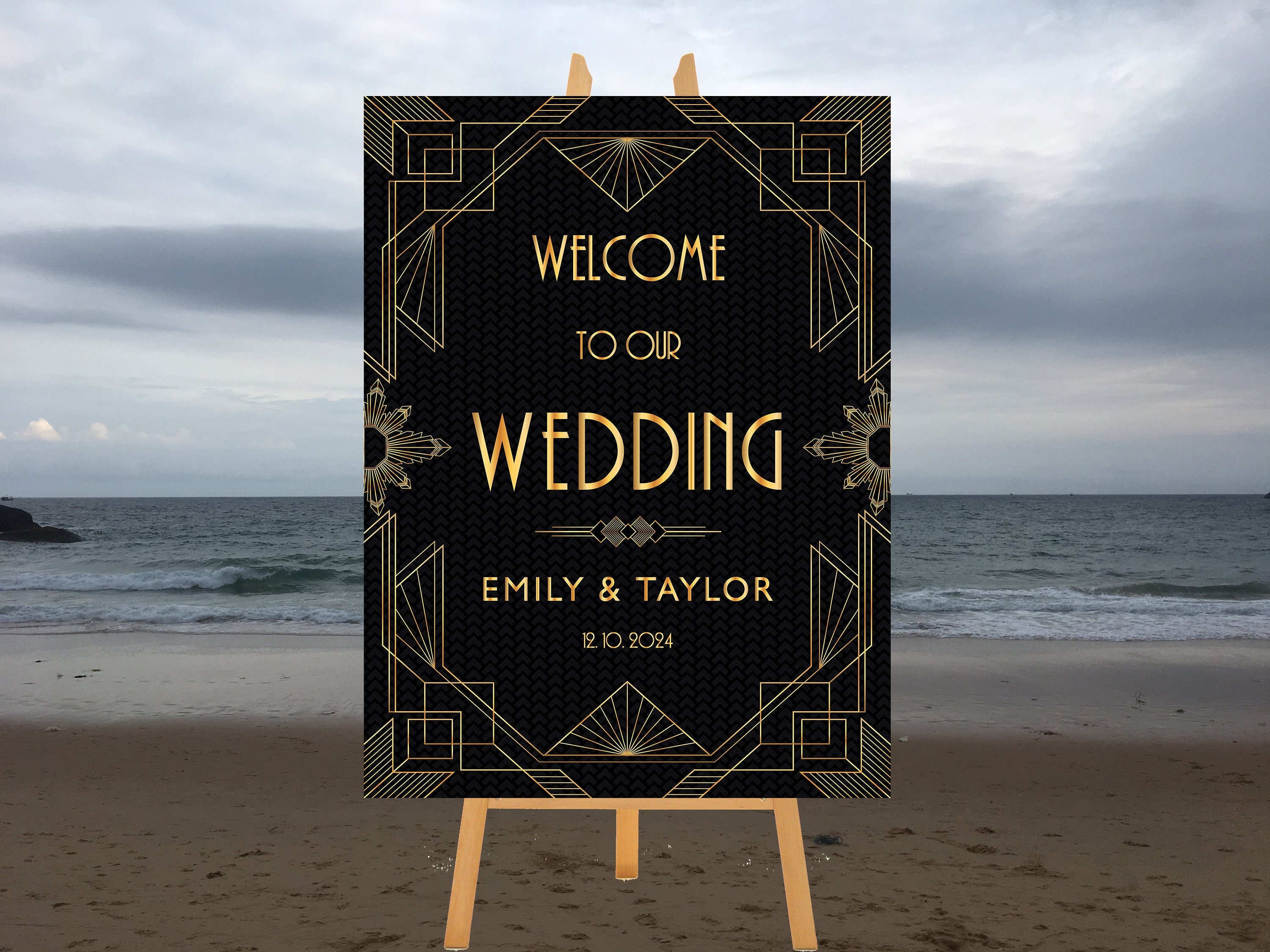Printable Gatsby Wedding Welcome Sign, Art Deco Wedding Signs, Modern ...
