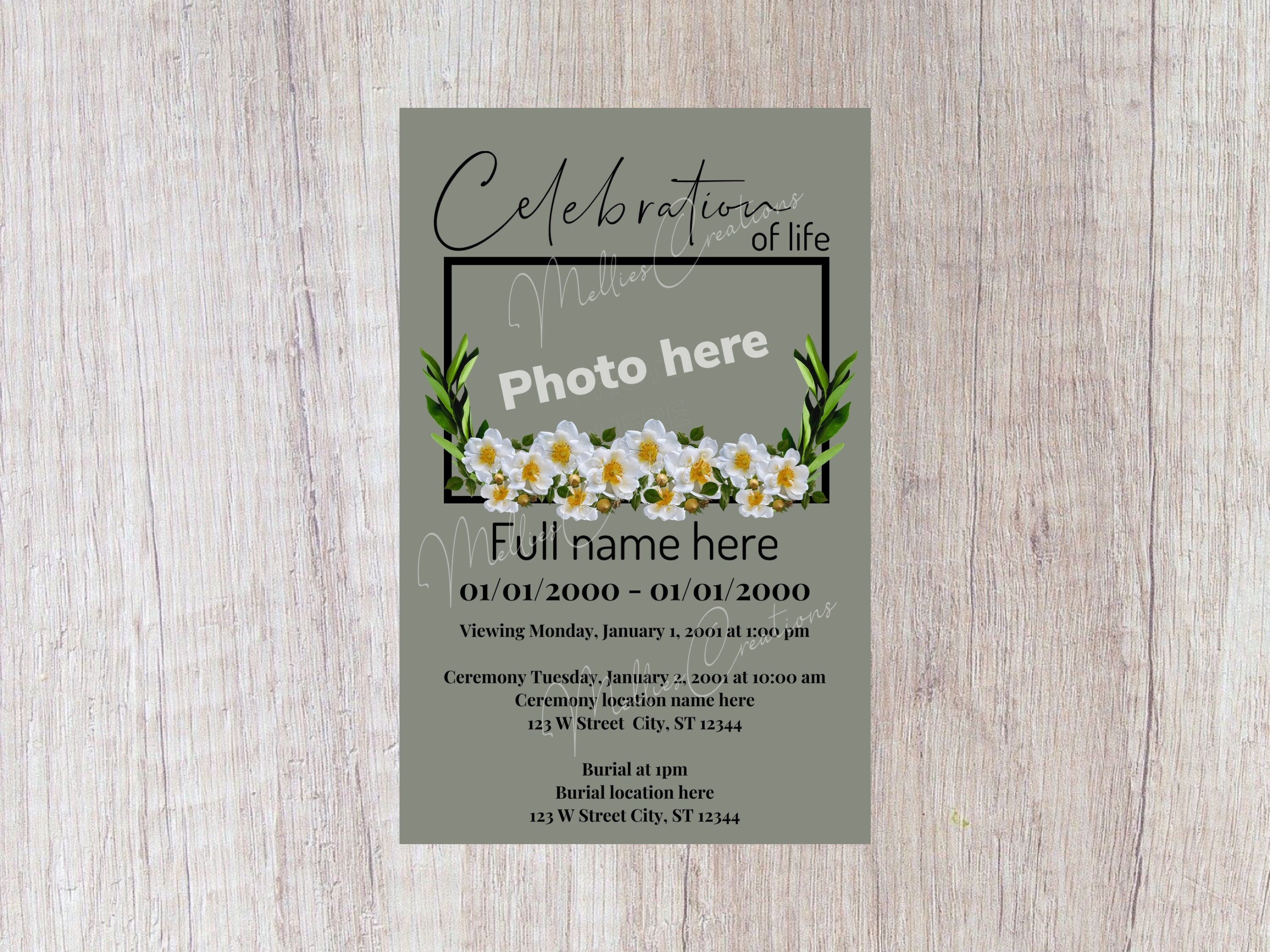 Celebration of Life Memorial Card in Loving Memory | Etsy