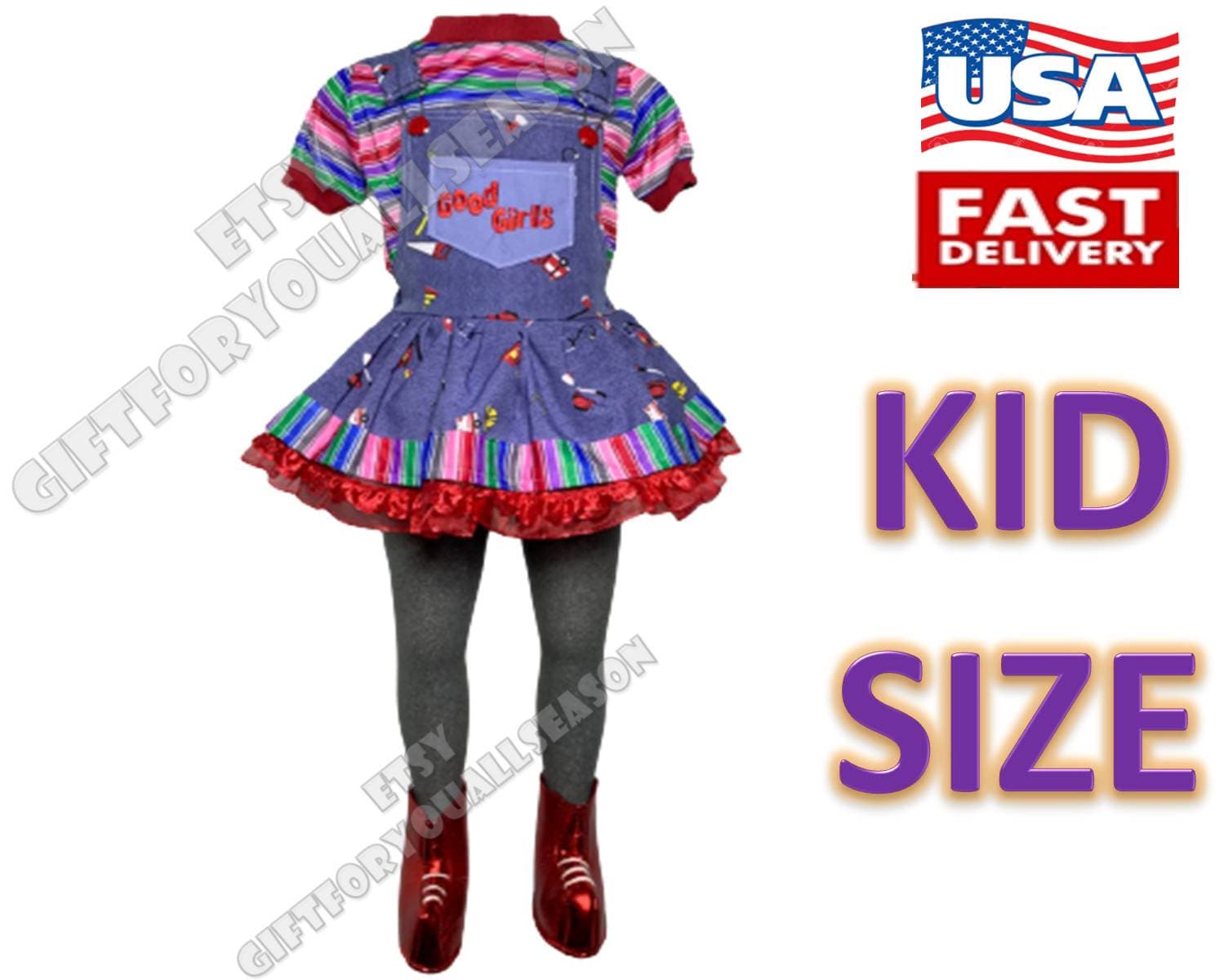 Chucky Costume Girls Good Girls Childs Play Halloween Costume Kids ...