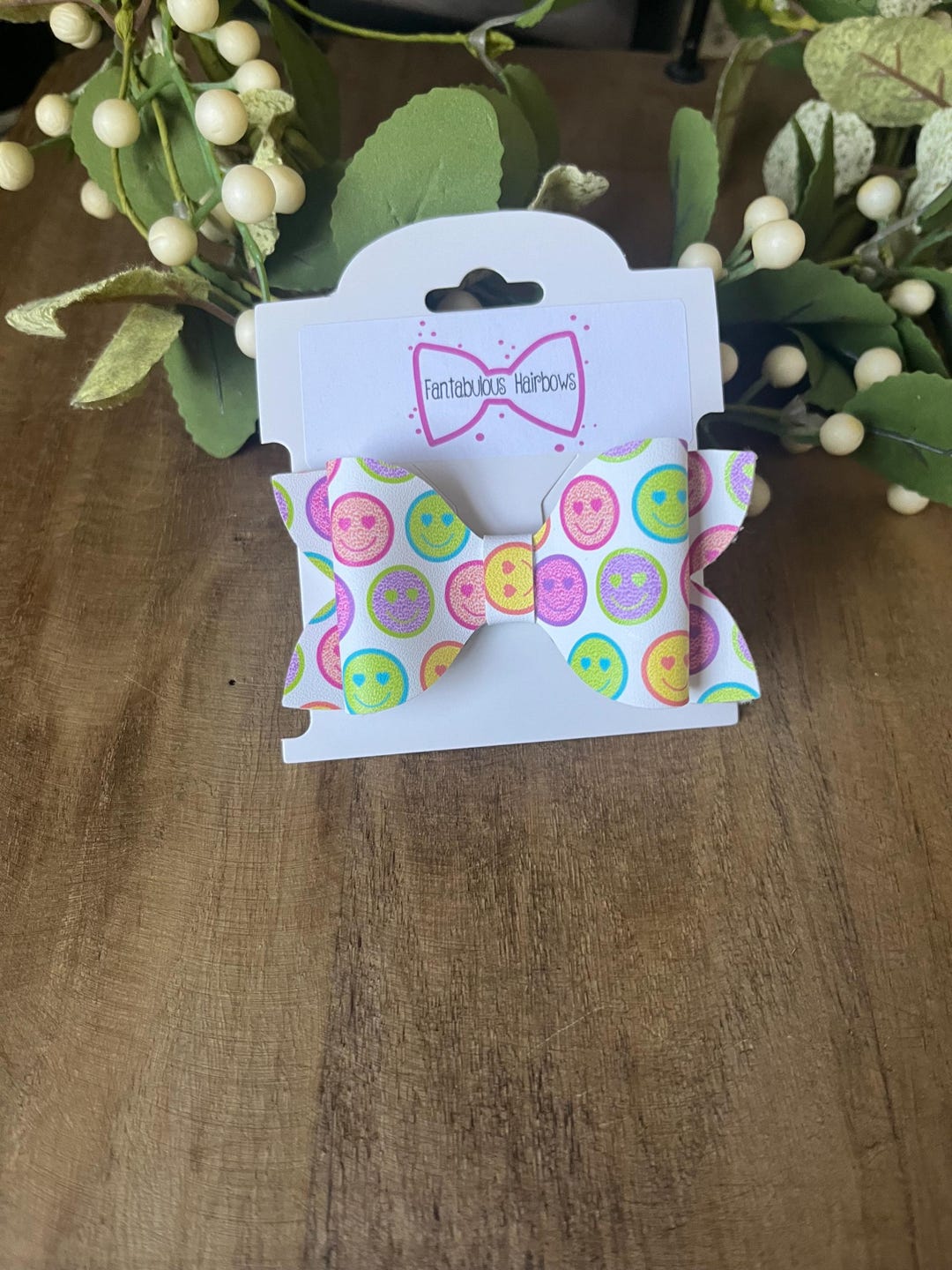 Smiley Face Hair Bow, Multicolor Smiley Bow - Etsy