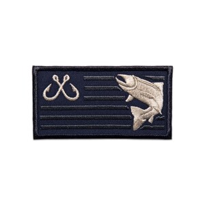 Fish Patch American Flag Fly Fishing Salmon Trout USA Military Army ...