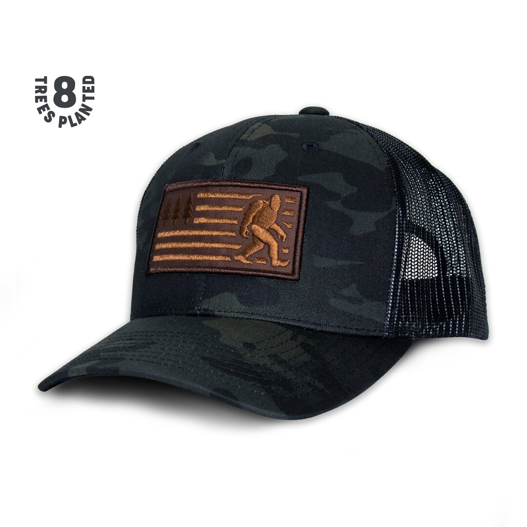 Squatch Trucker Hat - American Flag - Bigfoot - Pacific Northwest - USA ...