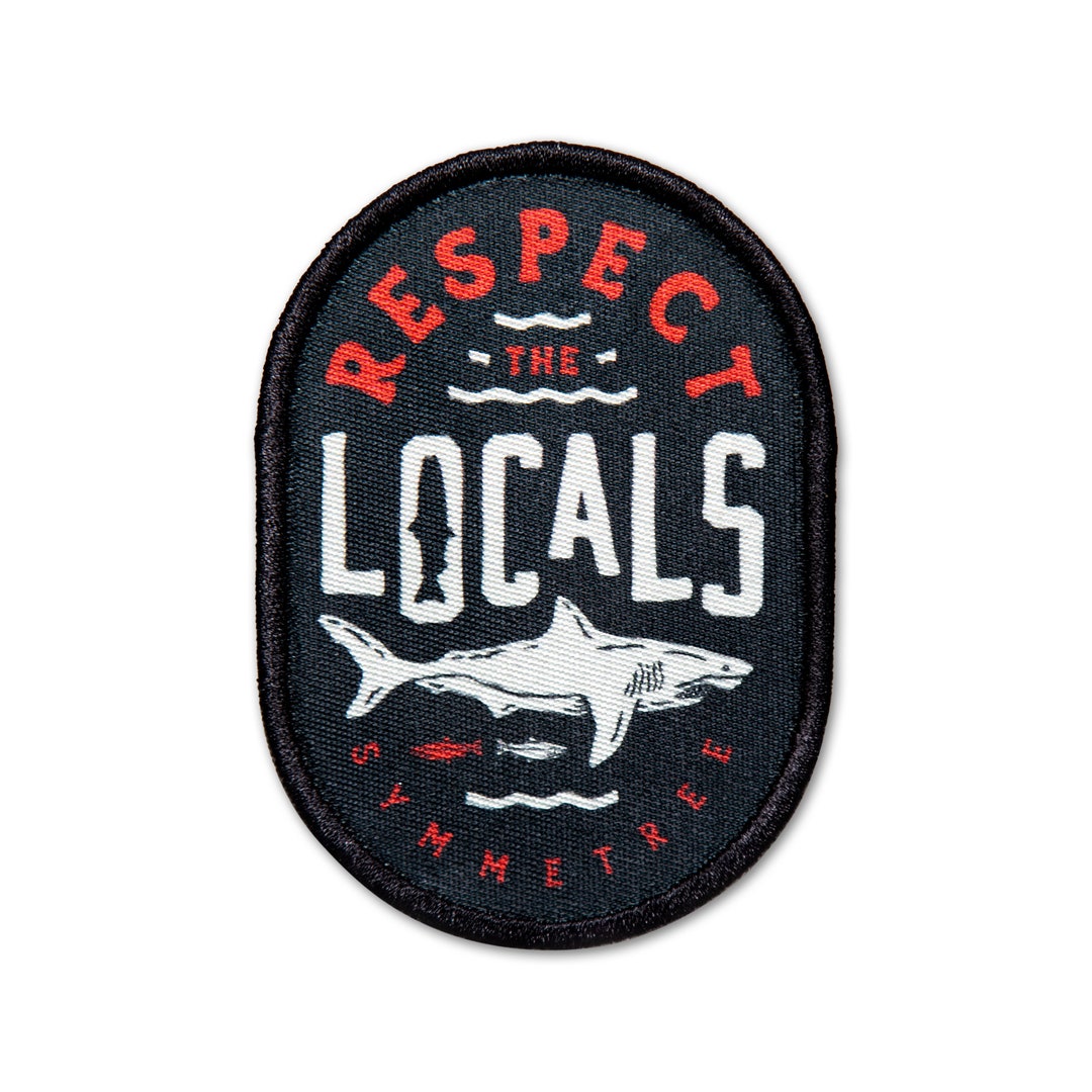 Great White Shark Iron on Patch – Respect the Locals – Embroidered ...