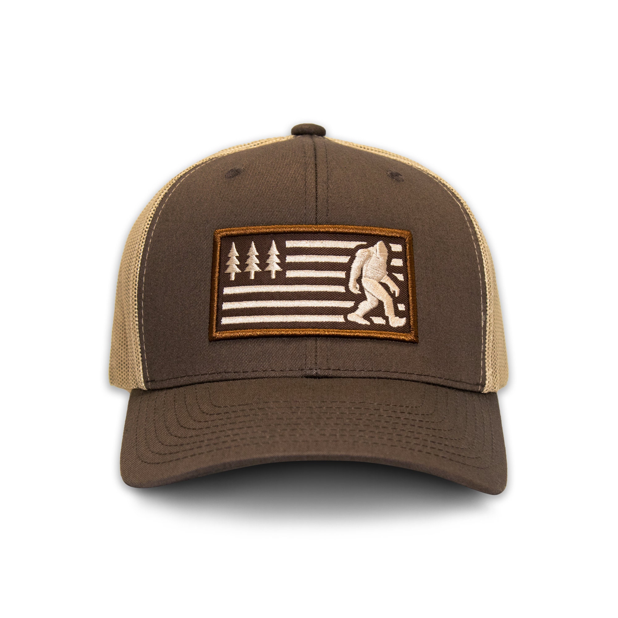 Squatch Trucker Hat - American Flag - Bigfoot - Pacific Northwest - USA ...