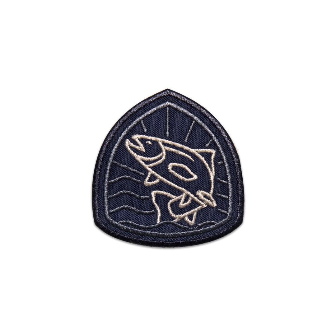 Fish Patch Fly Fishing Salmon Trout Nautical Boat Adventure River Raft ...