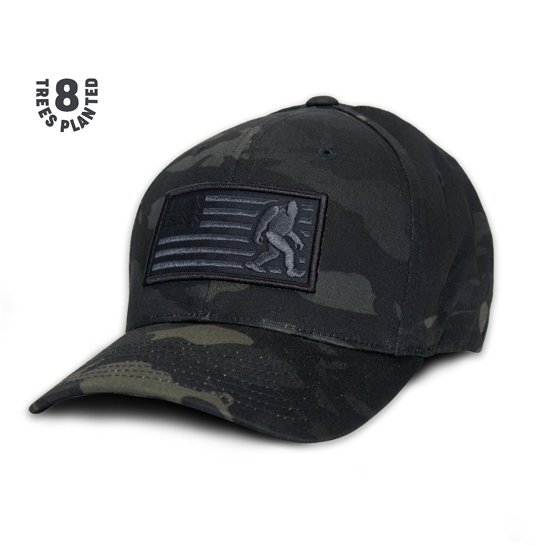Bigfoot Fitted Hat - Squatch - Sasquatch - USA - American Flag ...