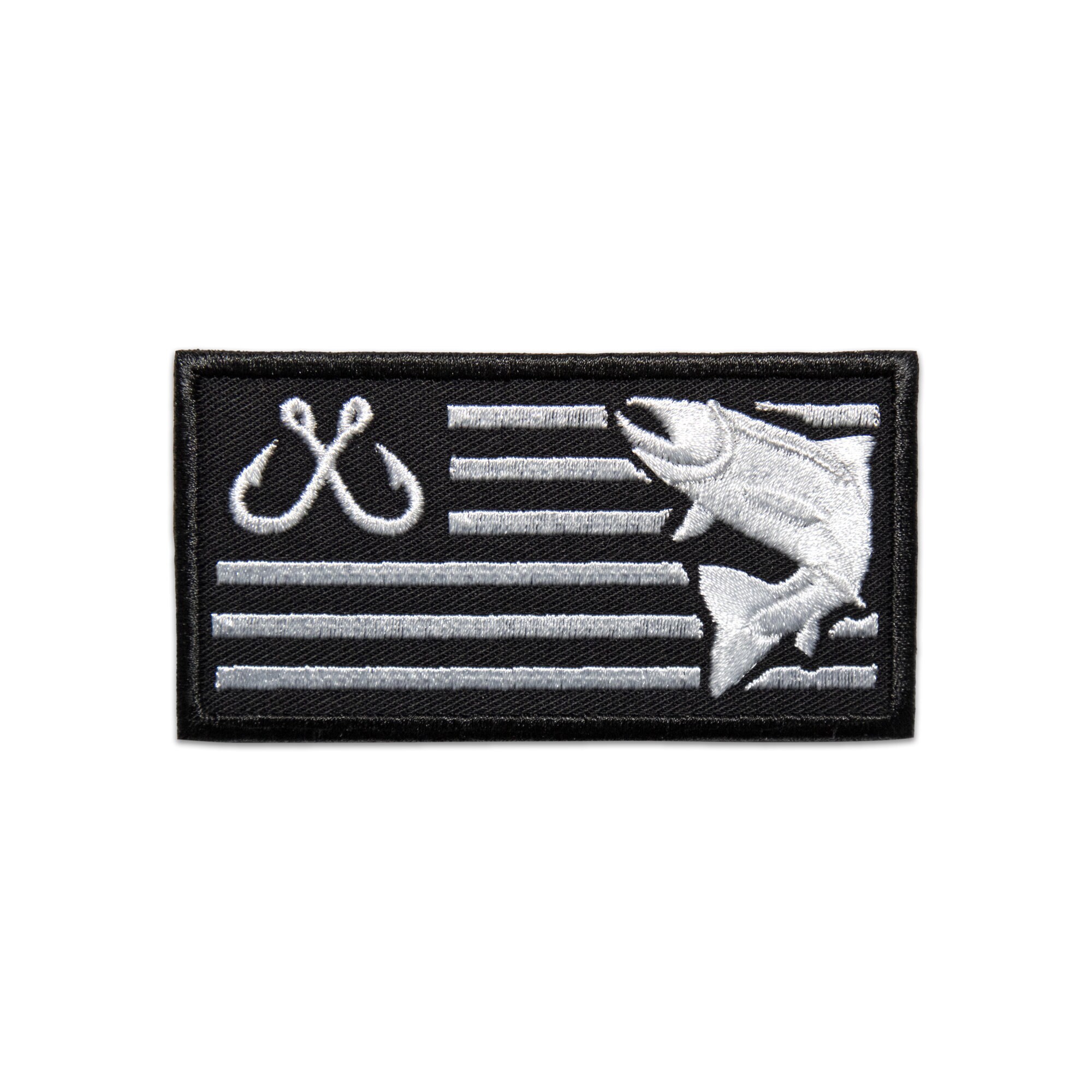 Fish Patch American Flag Fly Fishing Salmon Trout USA Military Army ...