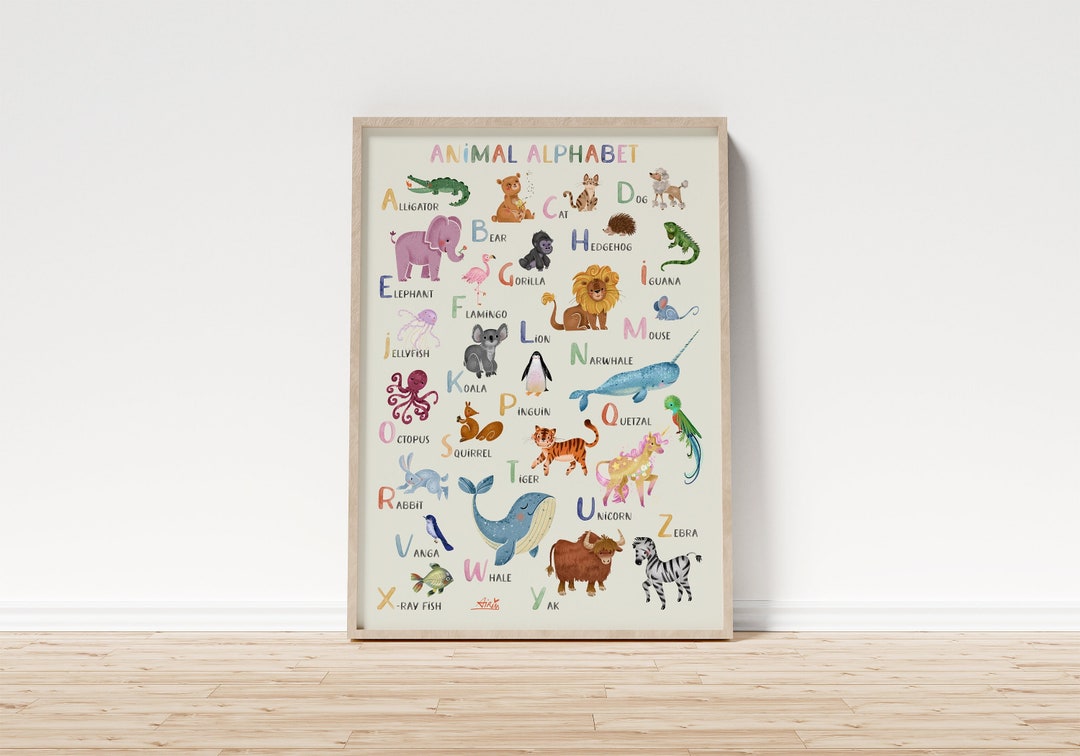 Animal Alphabet Poster Animal Alphabet Print Digital - Etsy