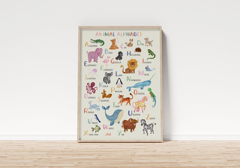 Animal Alphabet Poster Animal Alphabet Print Digital - Etsy