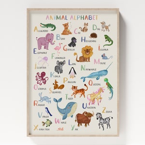 Animal Alphabet Poster Animal Alphabet Print Digital | Etsy