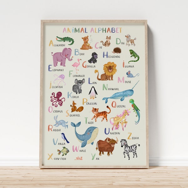 Animal Alphabet Poster, Animal Alphabet Print, Digital Download, ABC ...