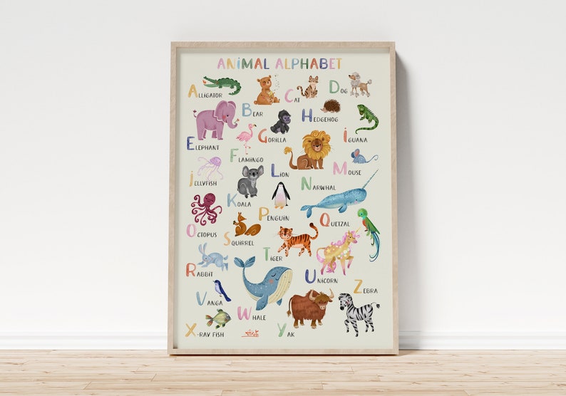 Animal Alphabet Poster, Animal Alphabet Print, Digital Download, ABC ...