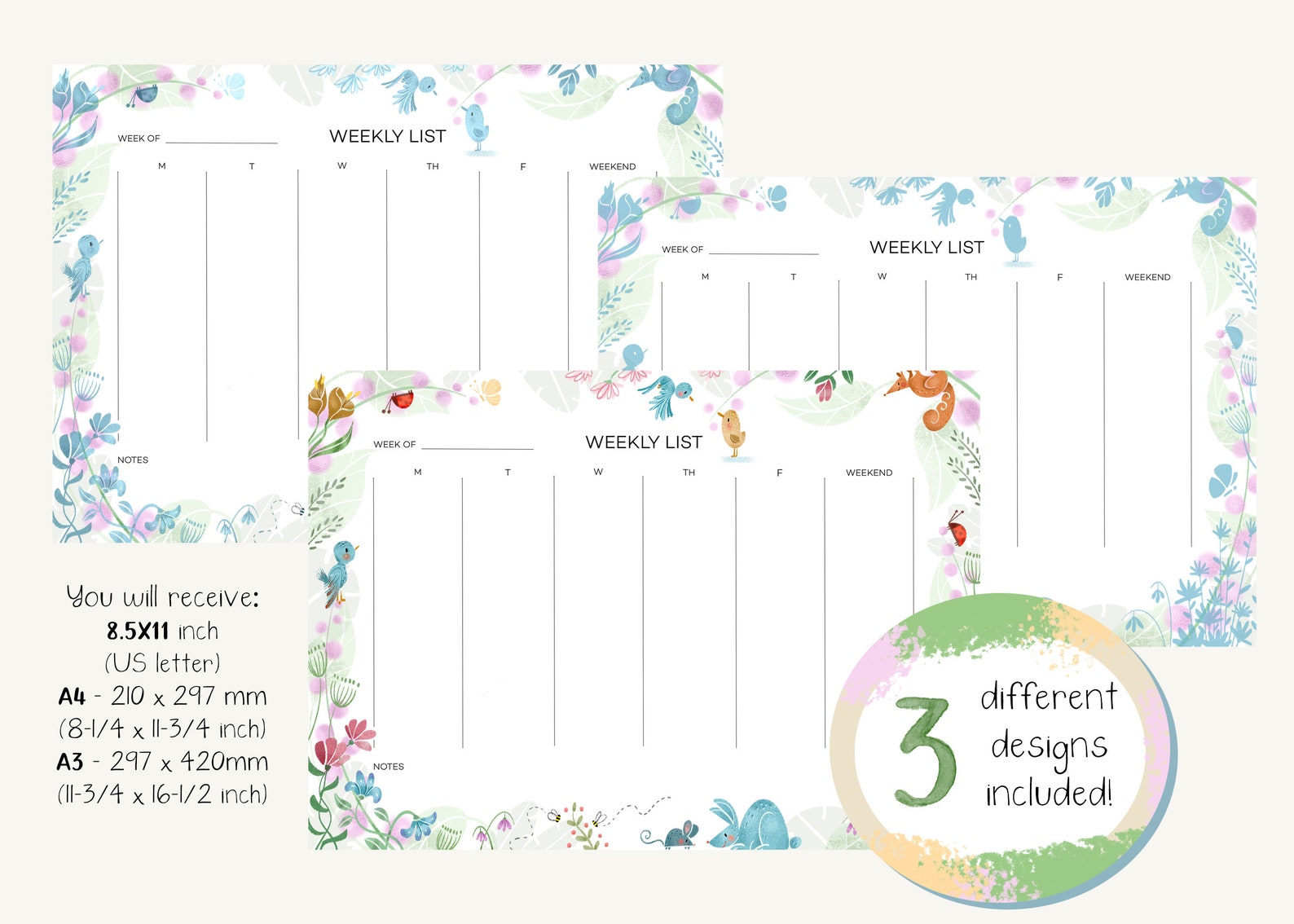 Weekly Calendar Printable, Weekly to Do List, Weekly to Do, Week ...