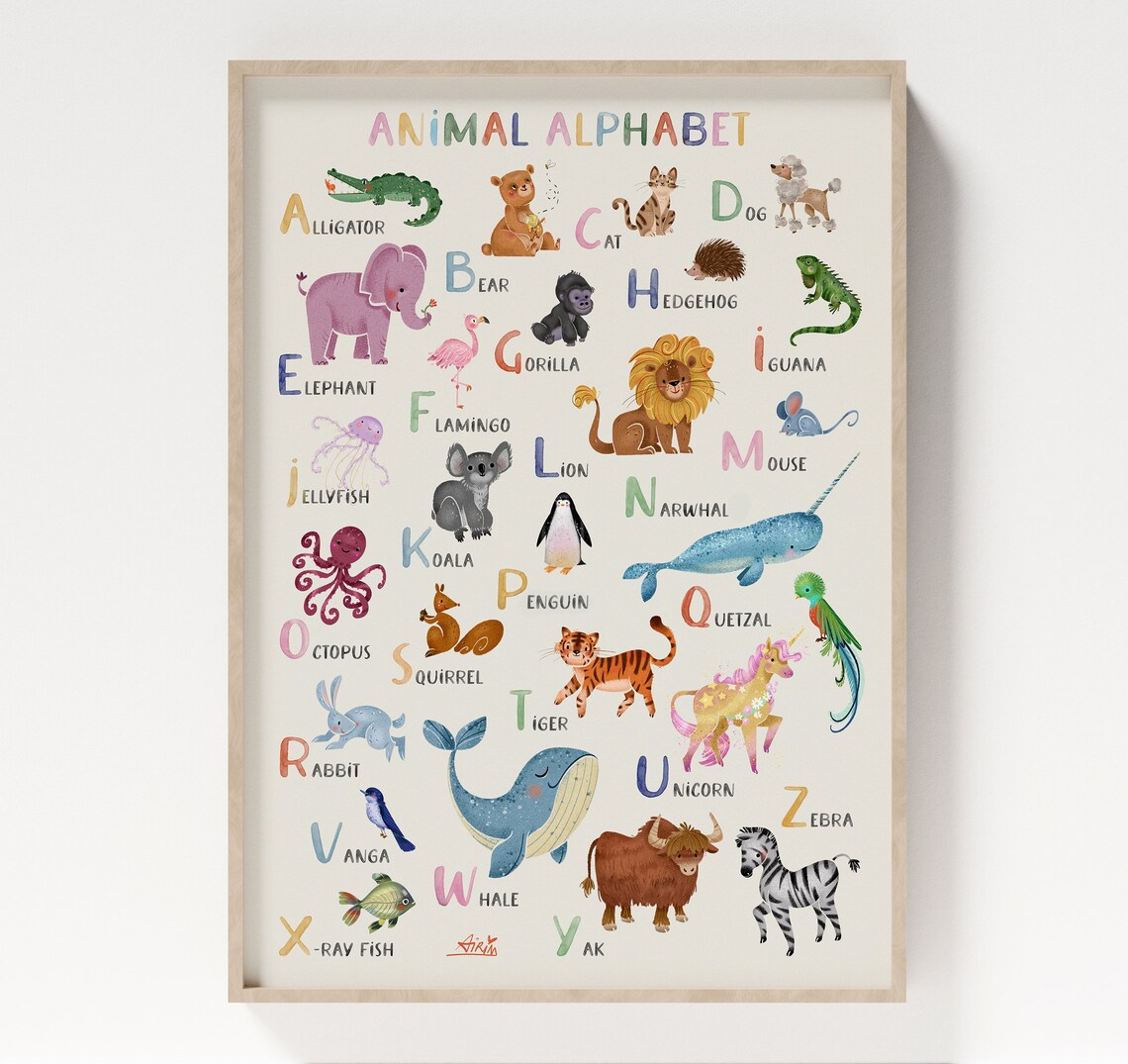 Animal Alphabet Poster, Animal Alphabet Print, Digital Download, ABC ...