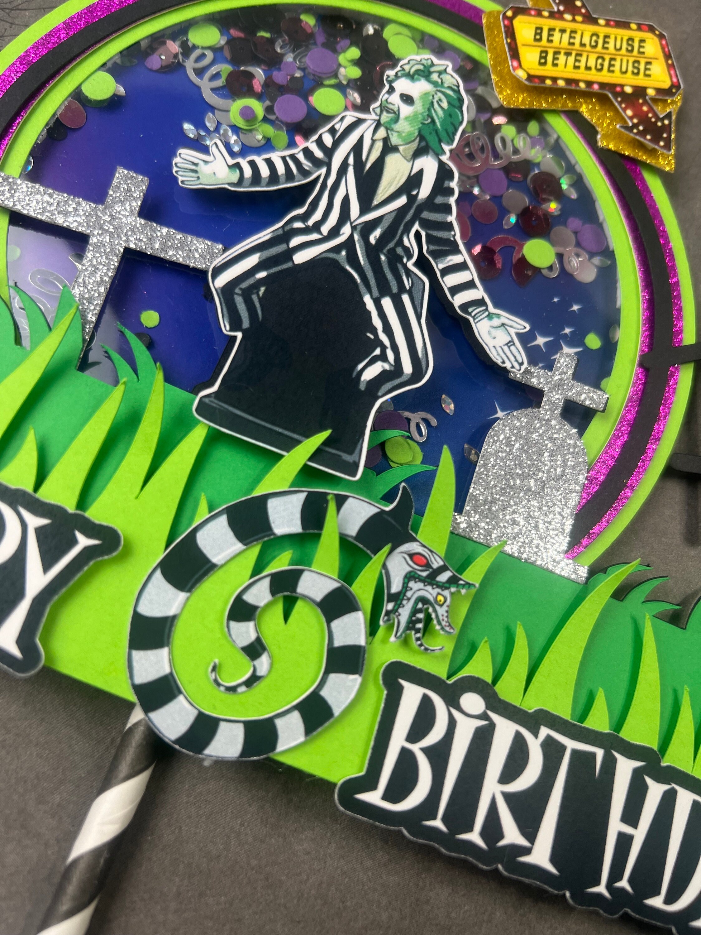 Beetlejuice, Cake Topper, Cake Topper Shaker, Halloween, Birthday Cake ...